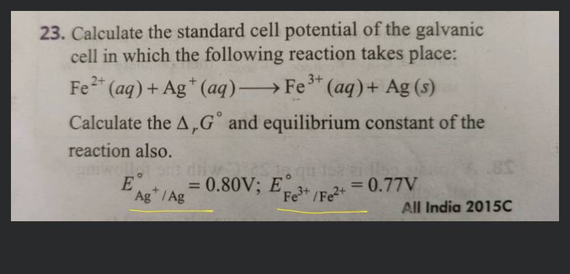 Calculate the standard cell potential of the galvanic cell in which the f..