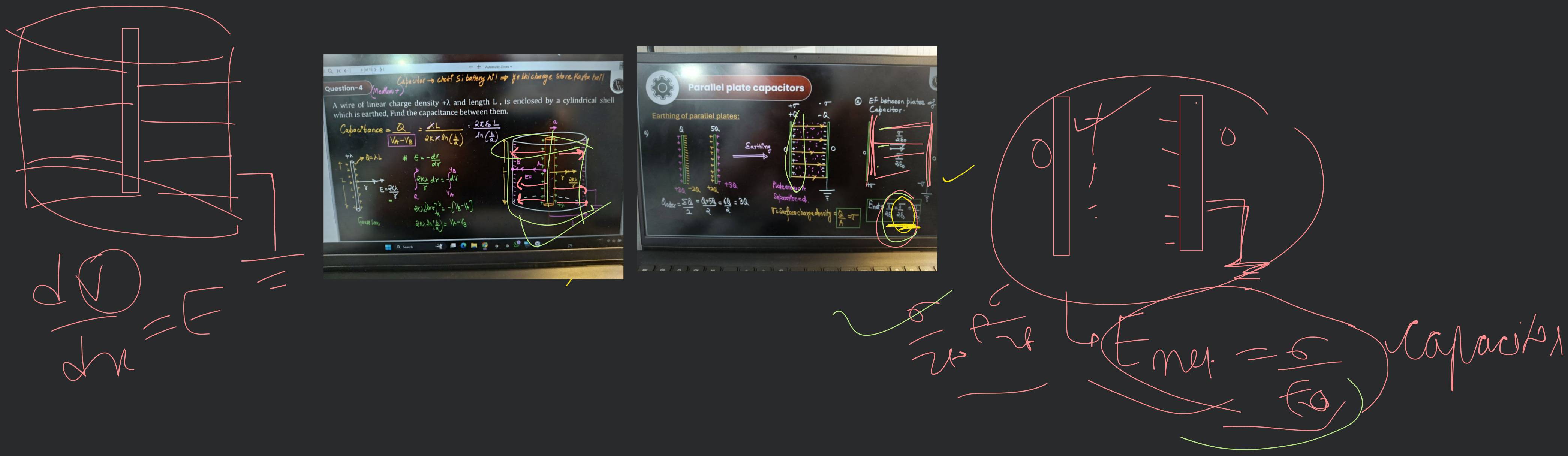 Parallel plate capacitors Earthing of parallel plates: 5Q Earthing 0 1+