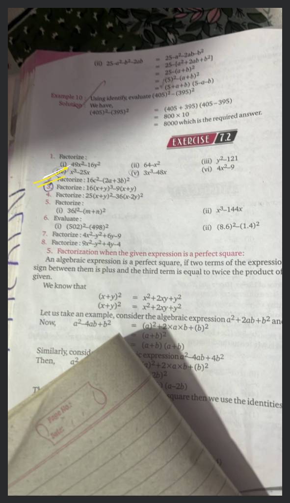 (10) 25-2-2-2ab 25-a2-2ab-b2 25-[a2+2ab+b²] 25-(a+b)2 -(5)2 (a+b)2 (5+a+b..