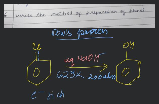 6 write the method of preparation of phenol. | Filo