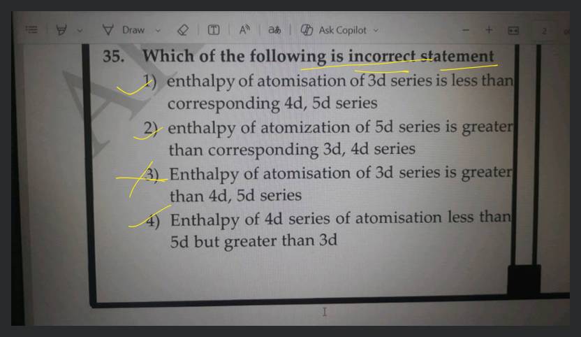 E 3 Draw A a Ask Copilot Which of the following is incorrect statement 1)..