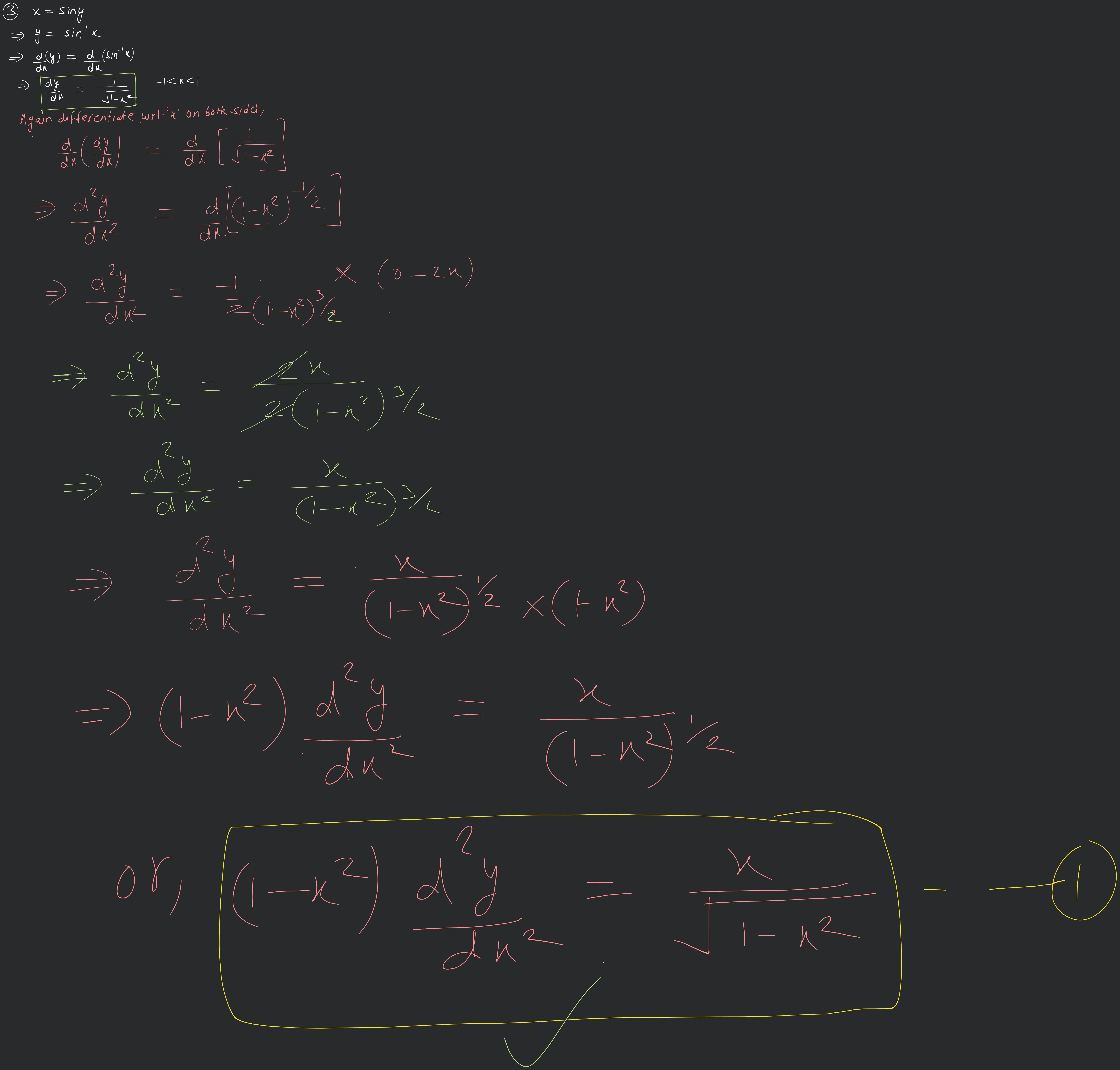 यदि x = sin y है, तो सिद्ध कीजिए (1-x2) d2y dy dx dx2 [2022 (FH)] या यदि