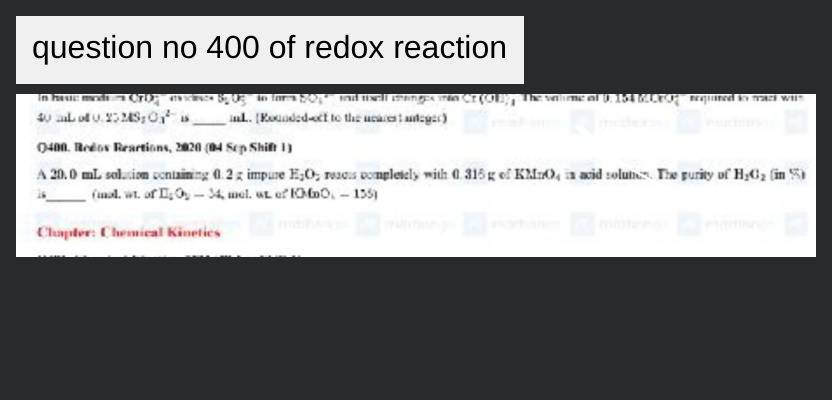 40 mL of 0.23 MS; O₁ is delings in Cr (0) The valime of 154equired to a w..