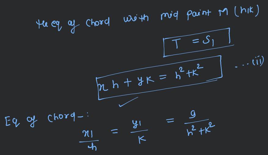 The locus of the mid-point of the chord of contact of tangents drawn from..