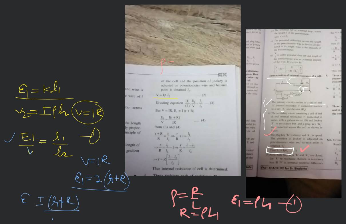 of the cell and the position of jockey is adjusted on potentiometer wire