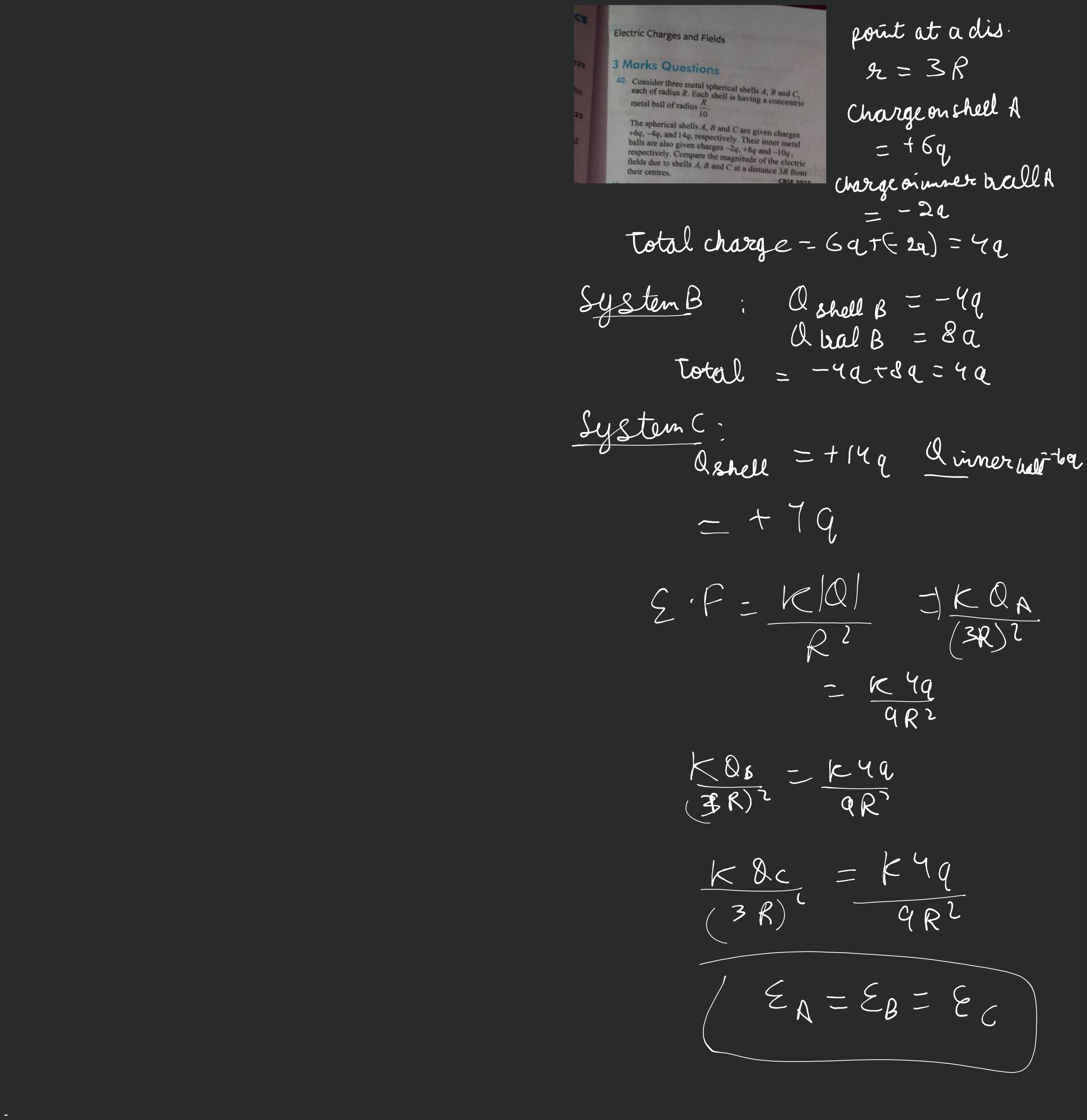 CS 325 he 25 d Electric Charges and Fields 3 Marks Questions Consider thr..