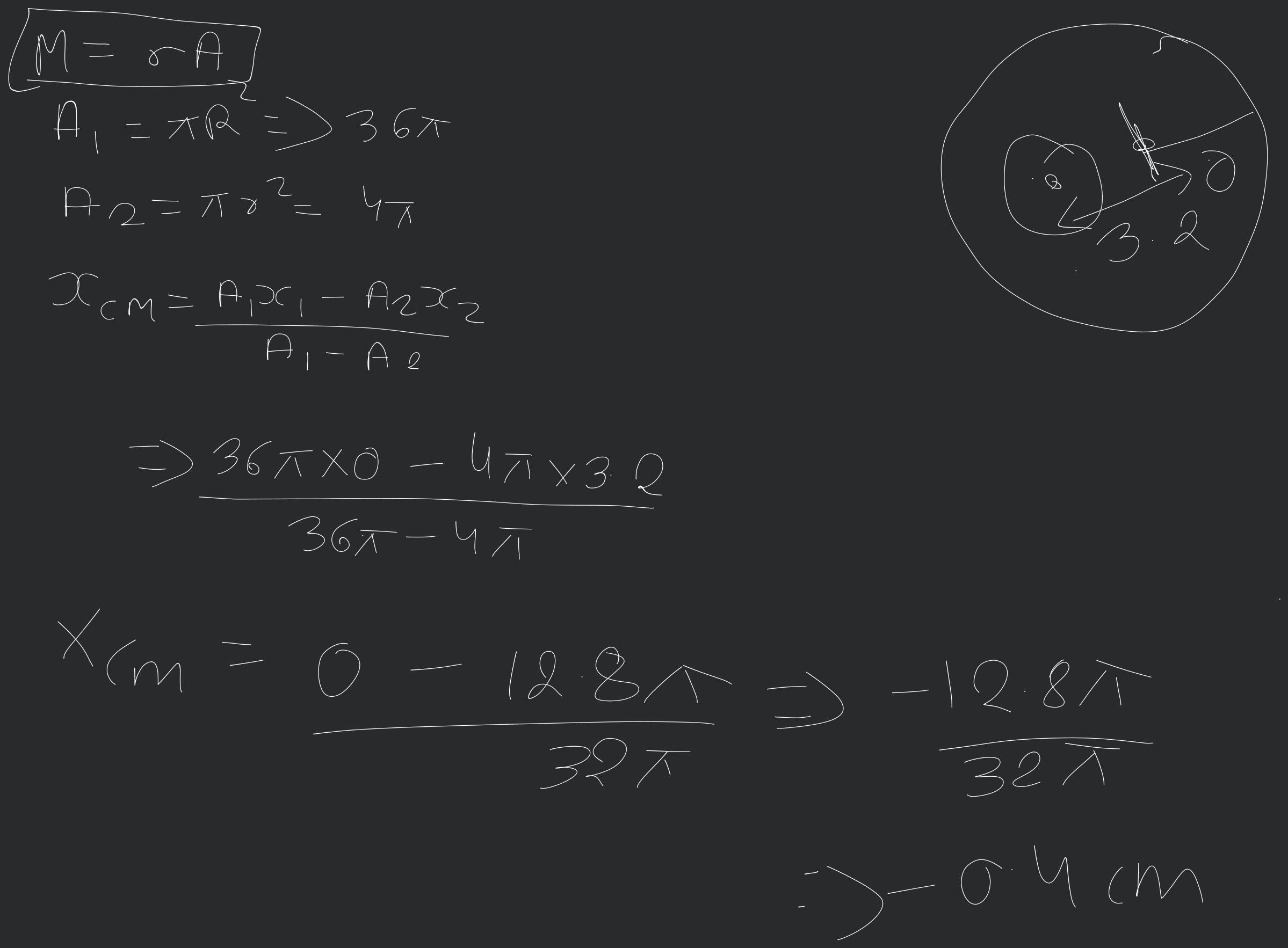 4 we get, XCM 2 7102 παλ παλ and YCM = 0 as y₁ and 4 y2 both 3 a 11 471 h..