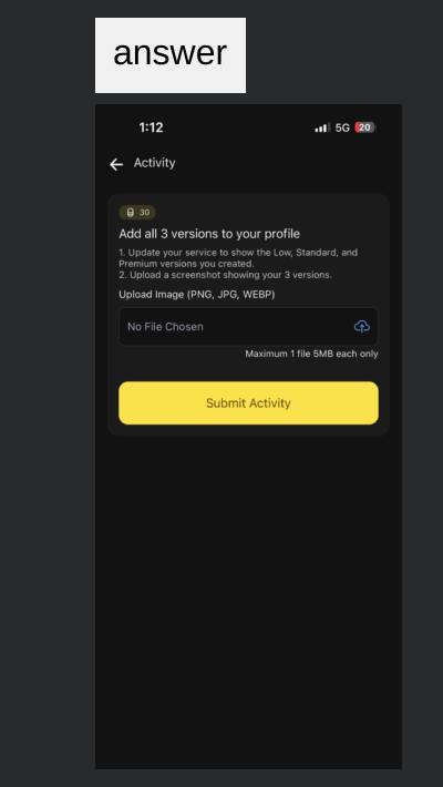 1:12 5G 20 ← Activity 9 30 Add all 3 versions to your profile Update your..