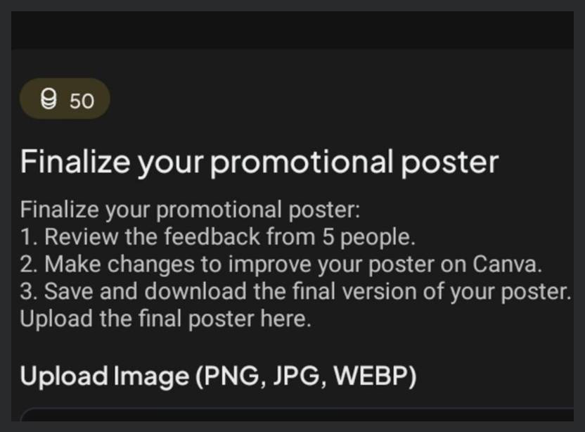 9 50 Finalize your promotional poster Finalize your promotional poster: R..