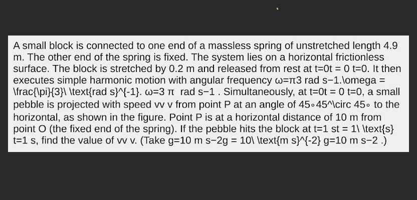 A small block is connected to one end of a massless spring of unstretched..
