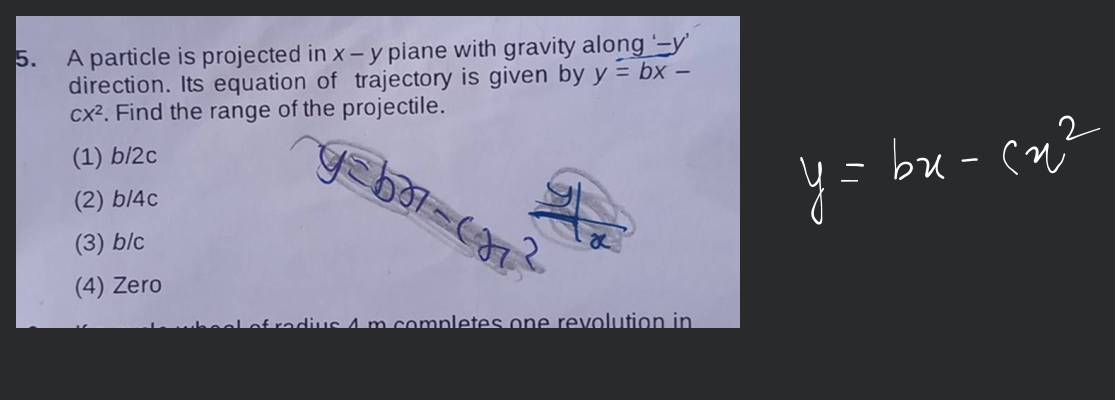 A particle is projected in x - y plane with gravity along-y' direction. I..