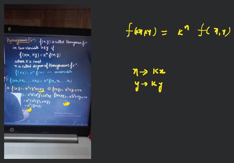 Homogenous Fx" = f(n,y) is called Homogeneous for in two variable x&y if