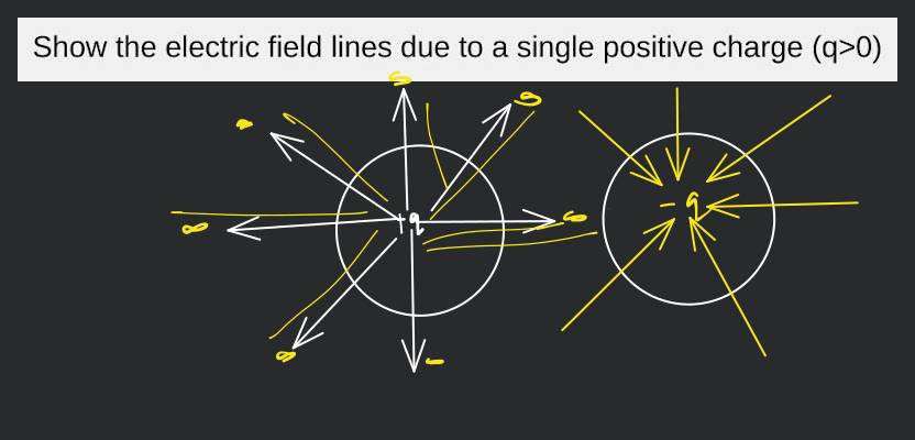 Show the electric field lines due to a single positive charge (q>0) | Filo